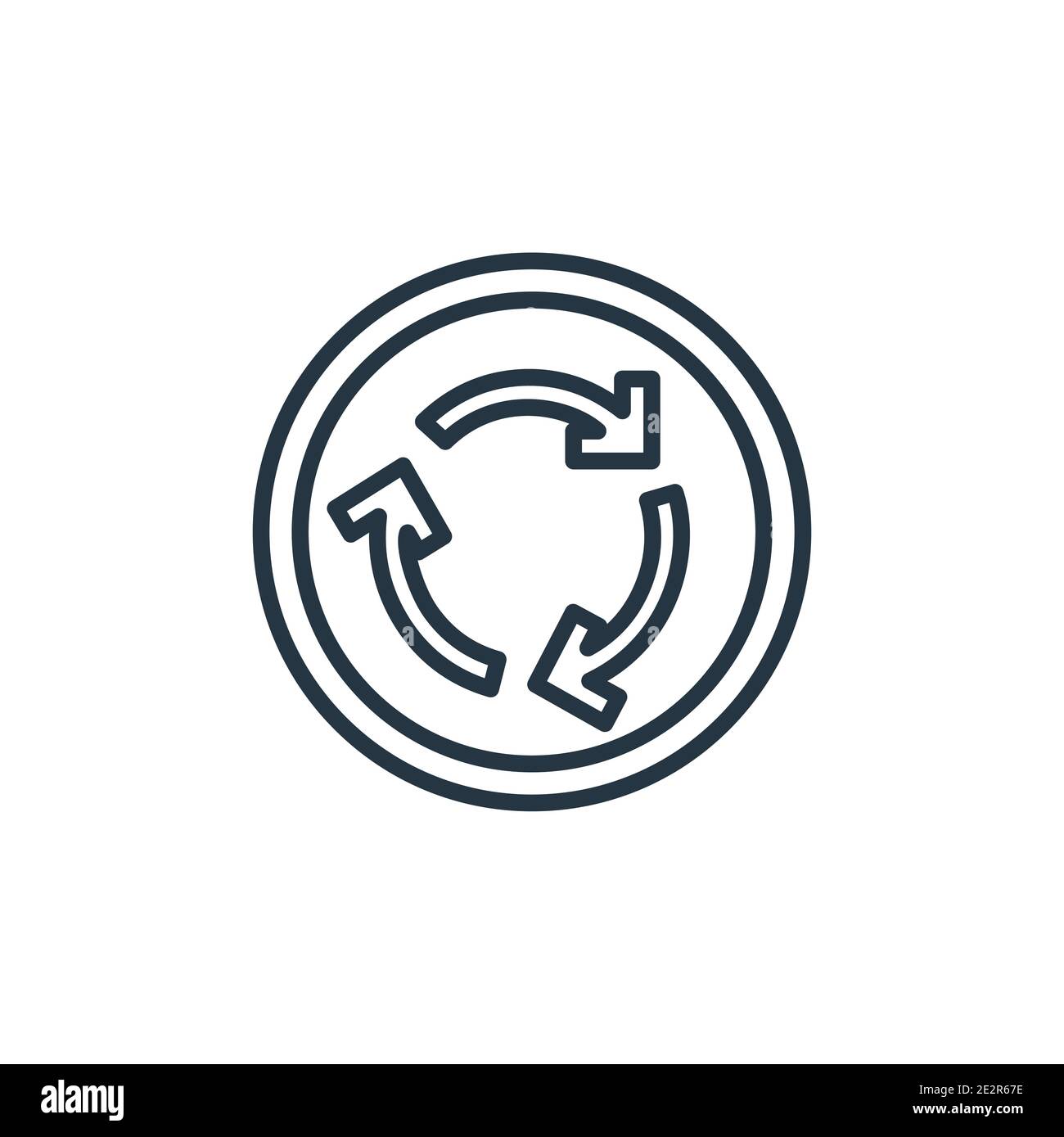 Three curved arrows outline vector icon. Thin line black three curved arrows icon, flat vector ...