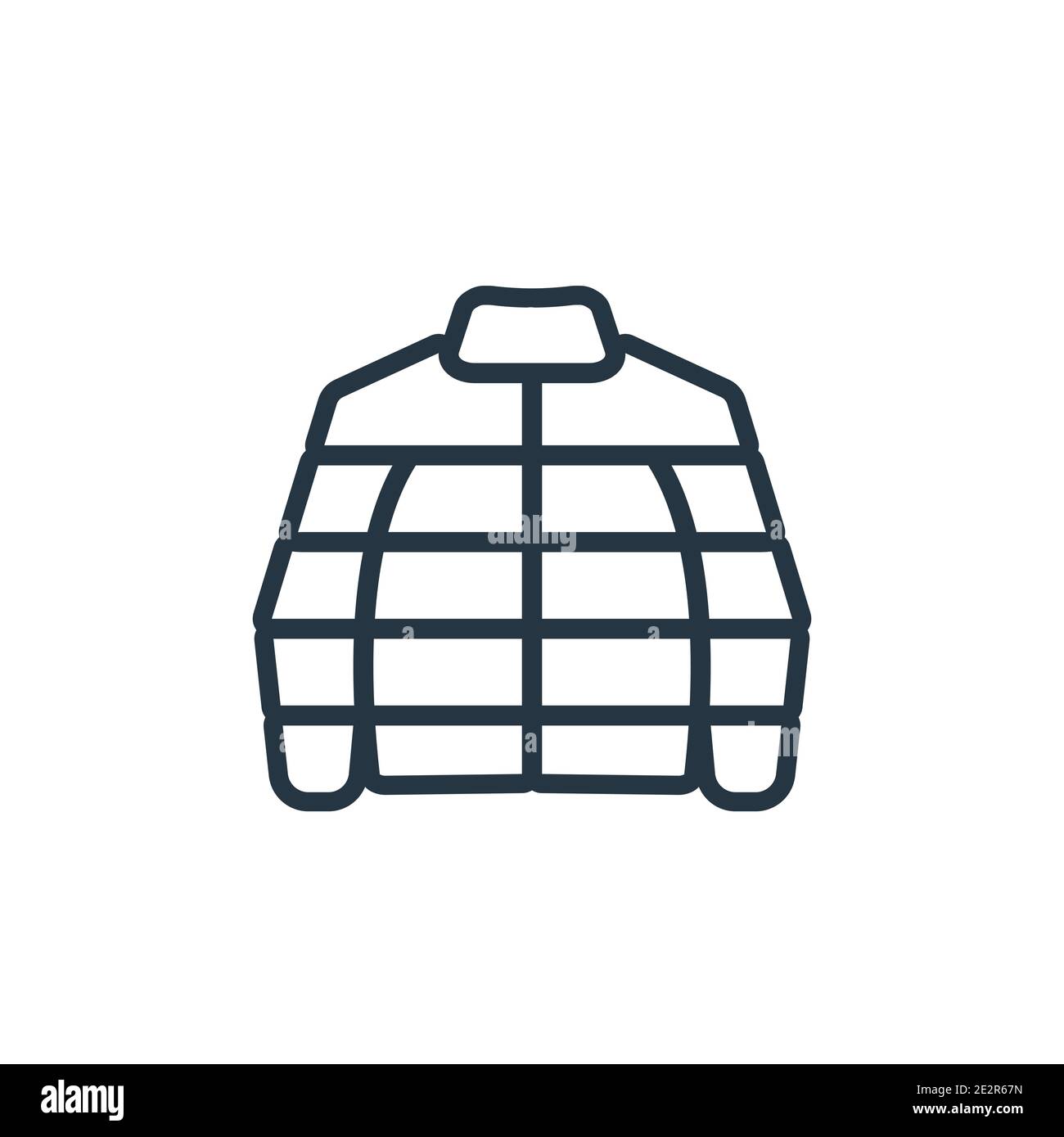 Puffer jacket outline vector icon. Thin line black puffer jacket icon ...