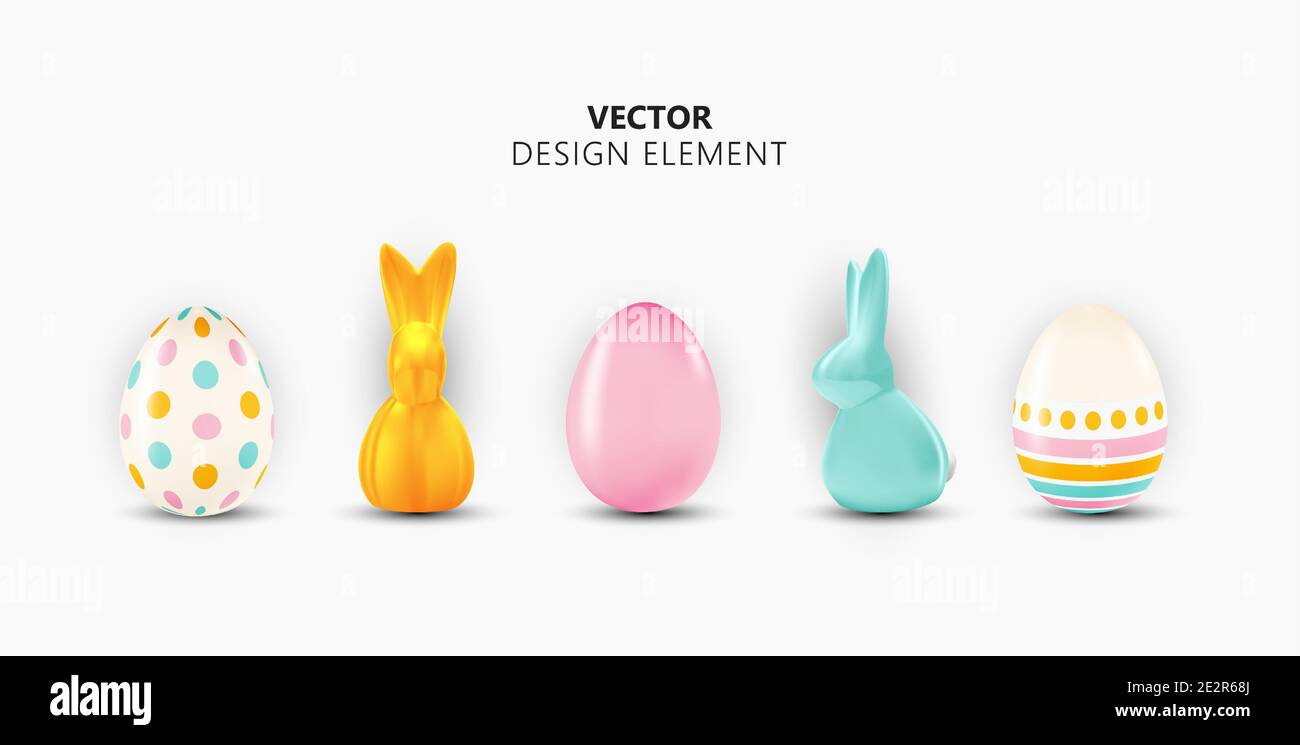 Easter Egg Design Element Collection Set on Light Background. Vector ...