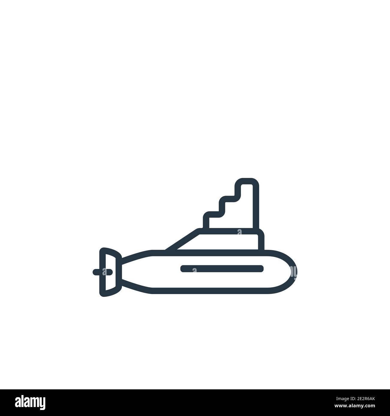 Submarine outline vector icon. Thin line black submarine icon, flat ...