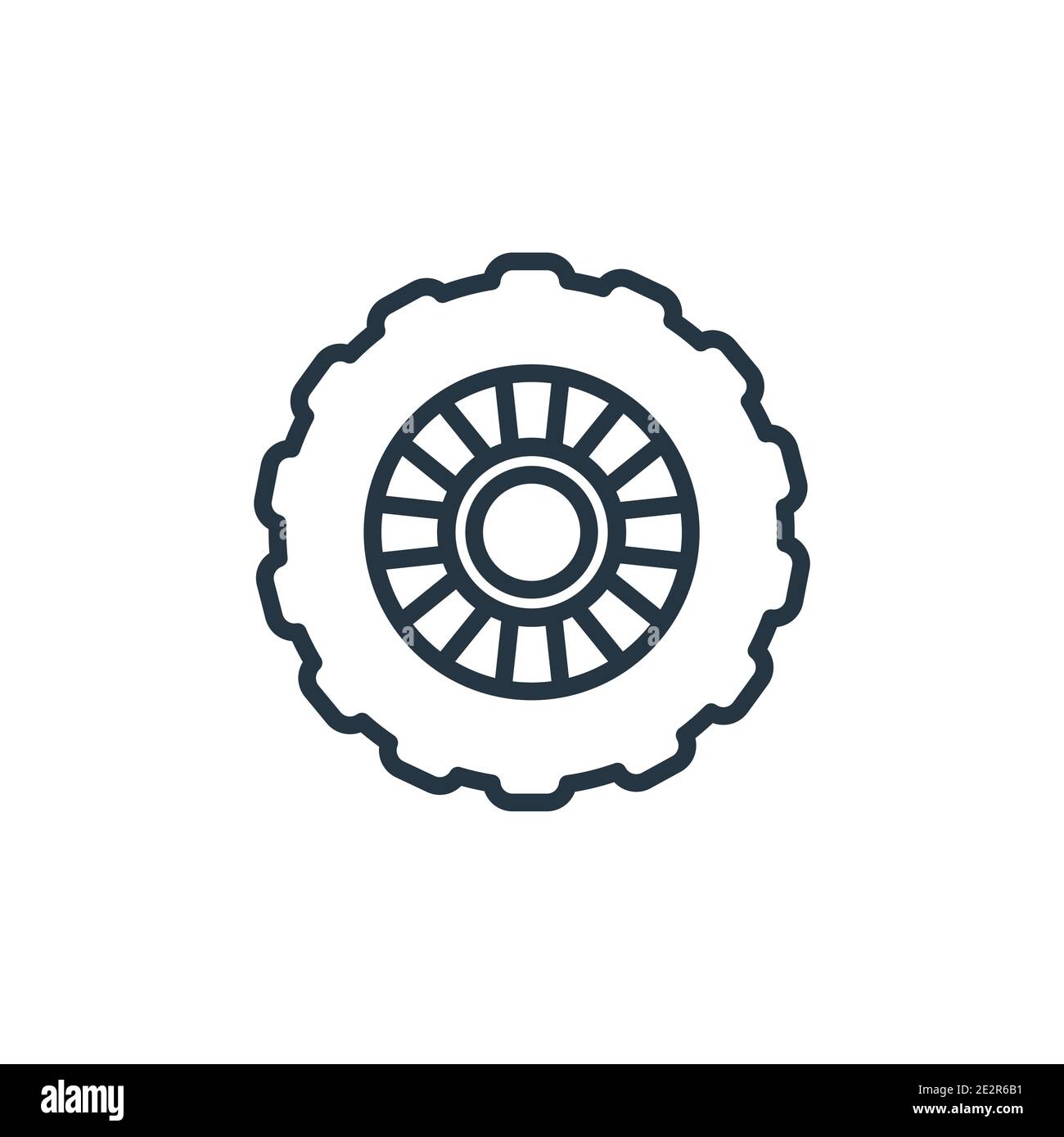 Car tyre outline vector icon. Thin line black car tyre icon, flat ...