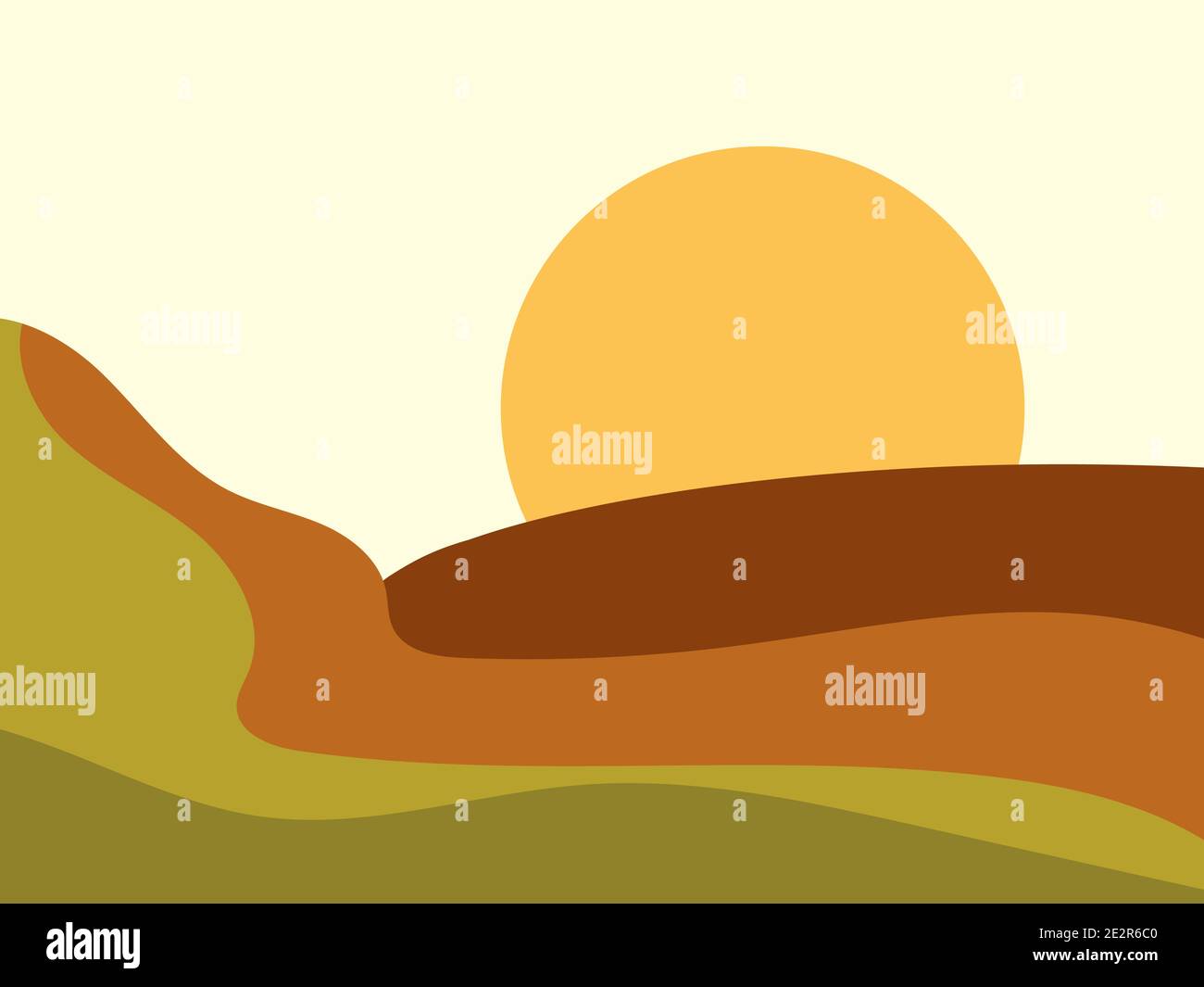 Green hills landscape in minimalist style. Boho decor for prints ...