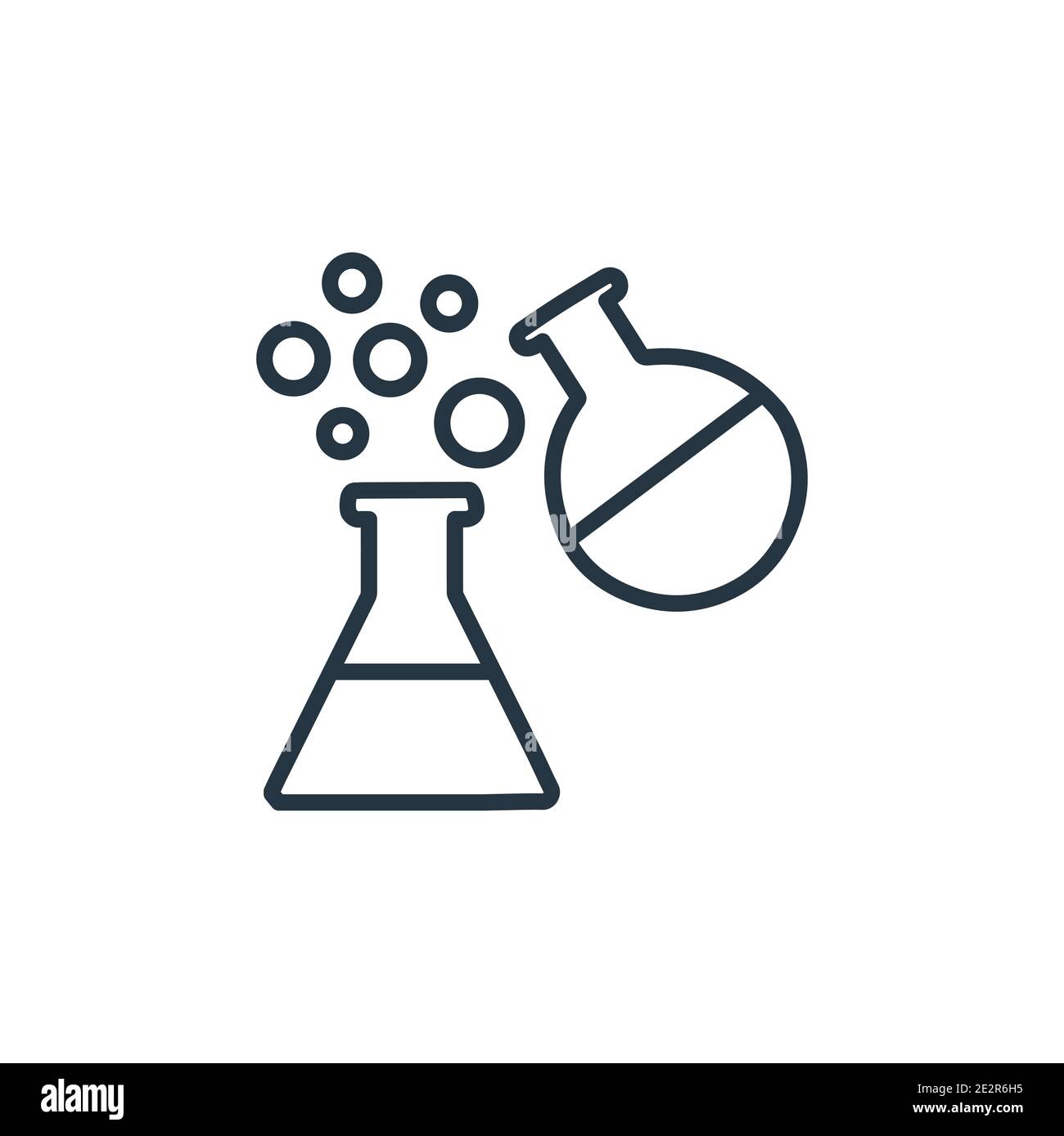 Chemical reaction outline vector icon. Thin line black chemical ...