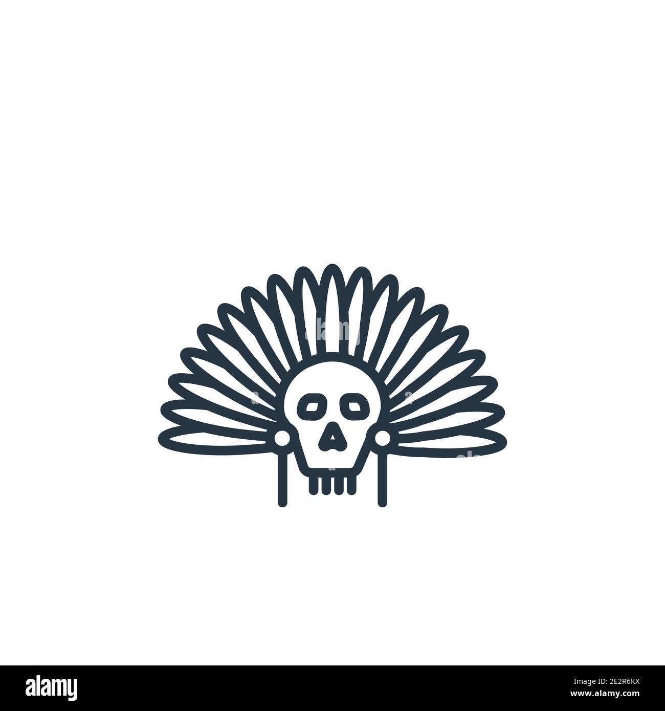 Native american skull outline vector icon. Thin line black native ...