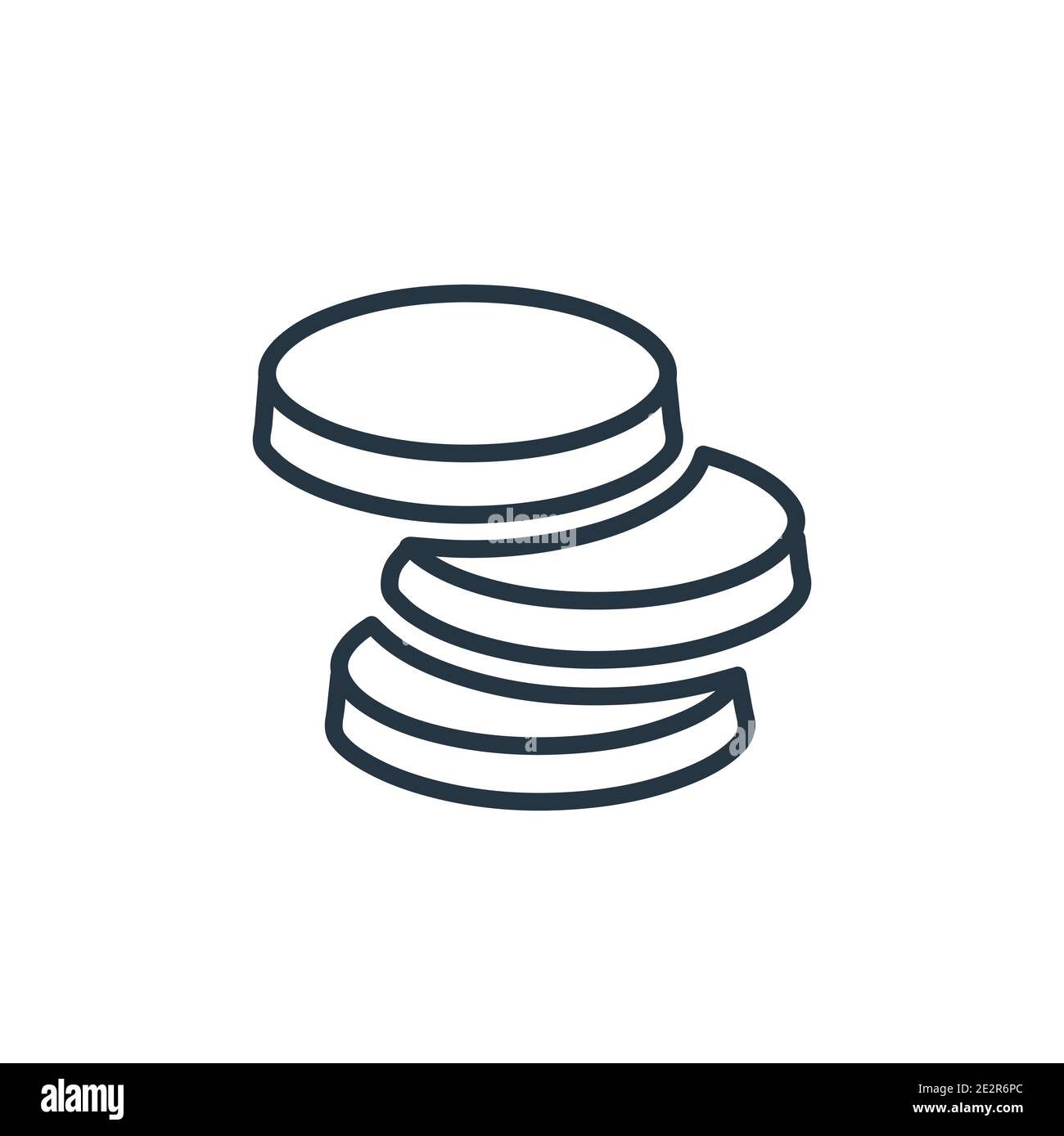 Coins outline vector icon. Thin line black coins icon, flat vector ...