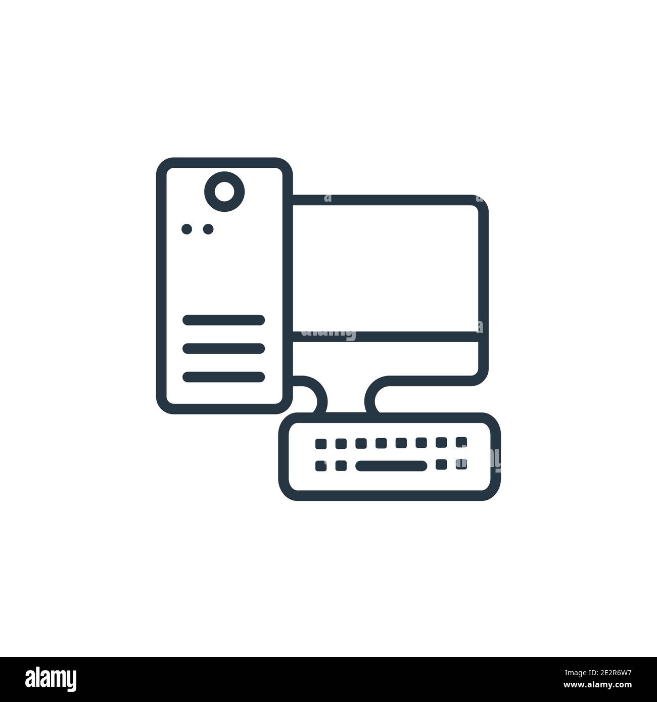 Computer set outline vector icon. Thin line black computer set icon ...