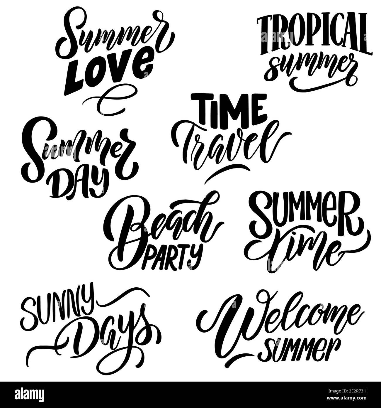Set hand written lettering Black and White Stock Photos & Images - Alamy