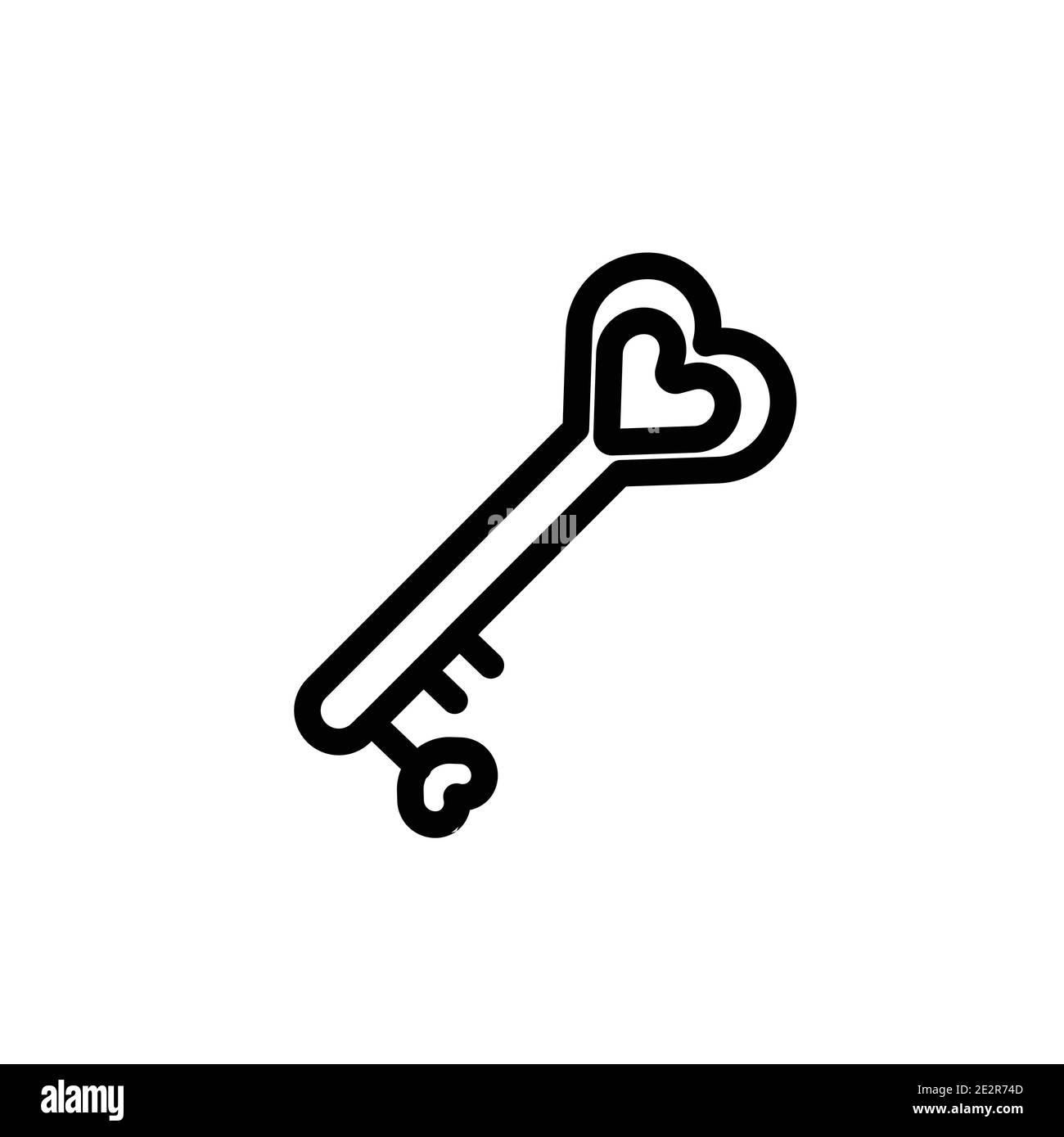 Love key outline vector icon. Thin line black love key icon, flat ...