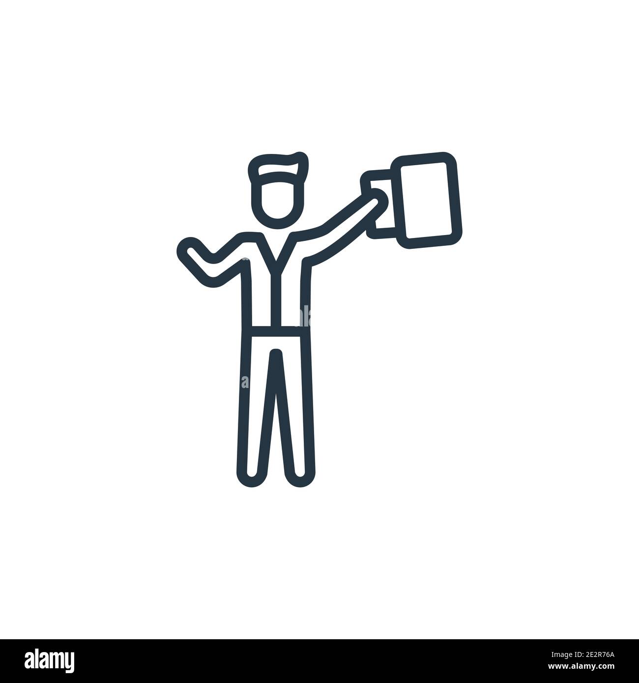 Success man outline vector icon. Thin line black success man icon, flat ...