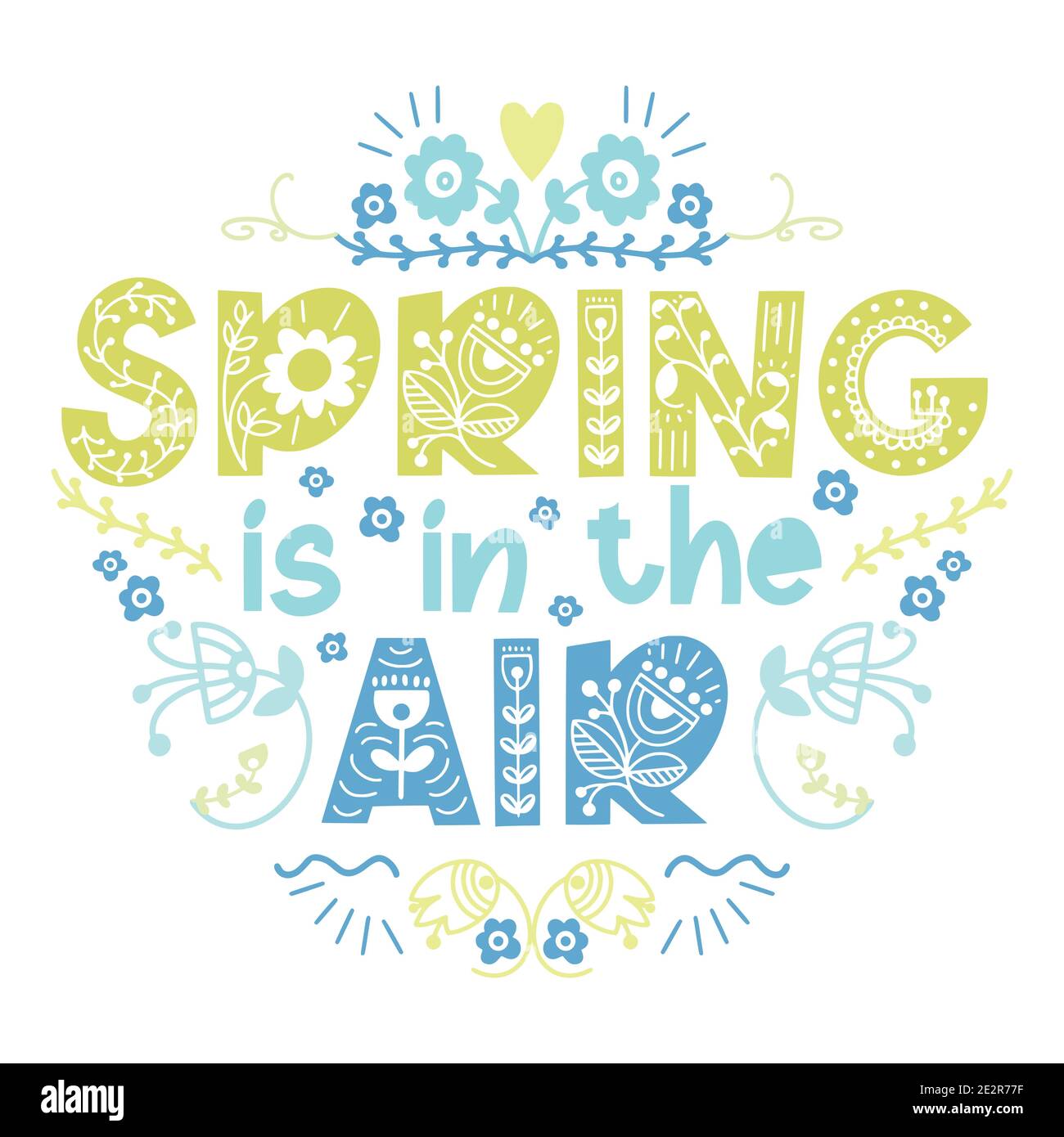Hello Spring lettering. Spring is in the air. Elements for invitations ...