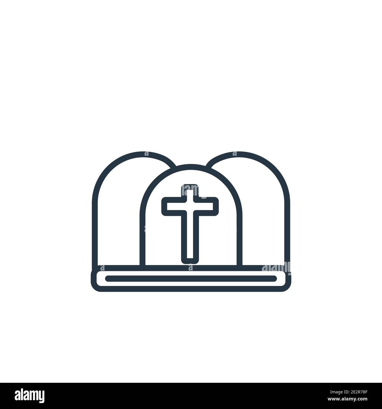 Cemetery outline vector icon. Thin line black cemetery icon, flat ...