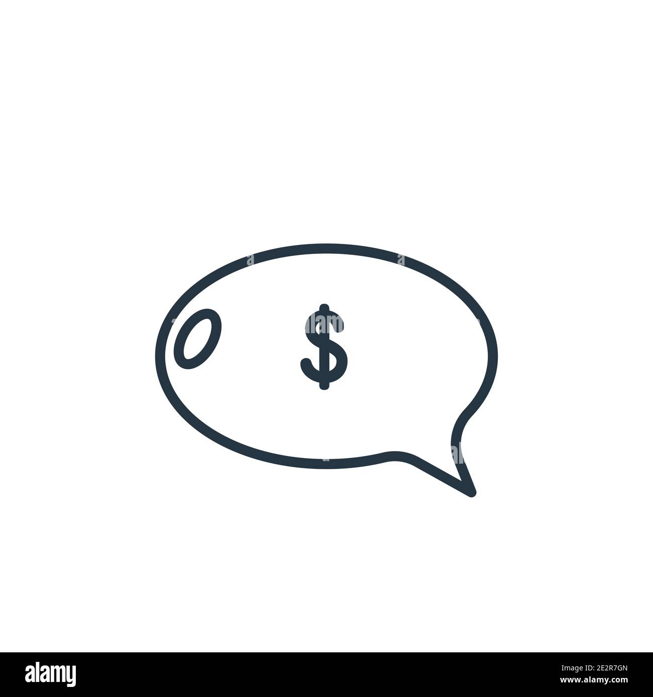 Speech bubbles with dollar sign outline vector icon. Thin line black ...