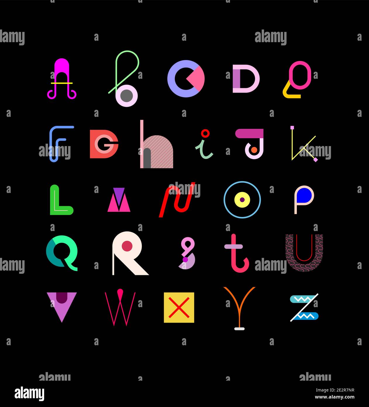 Decorative font vector design. Colored abstract font design isolated on ...