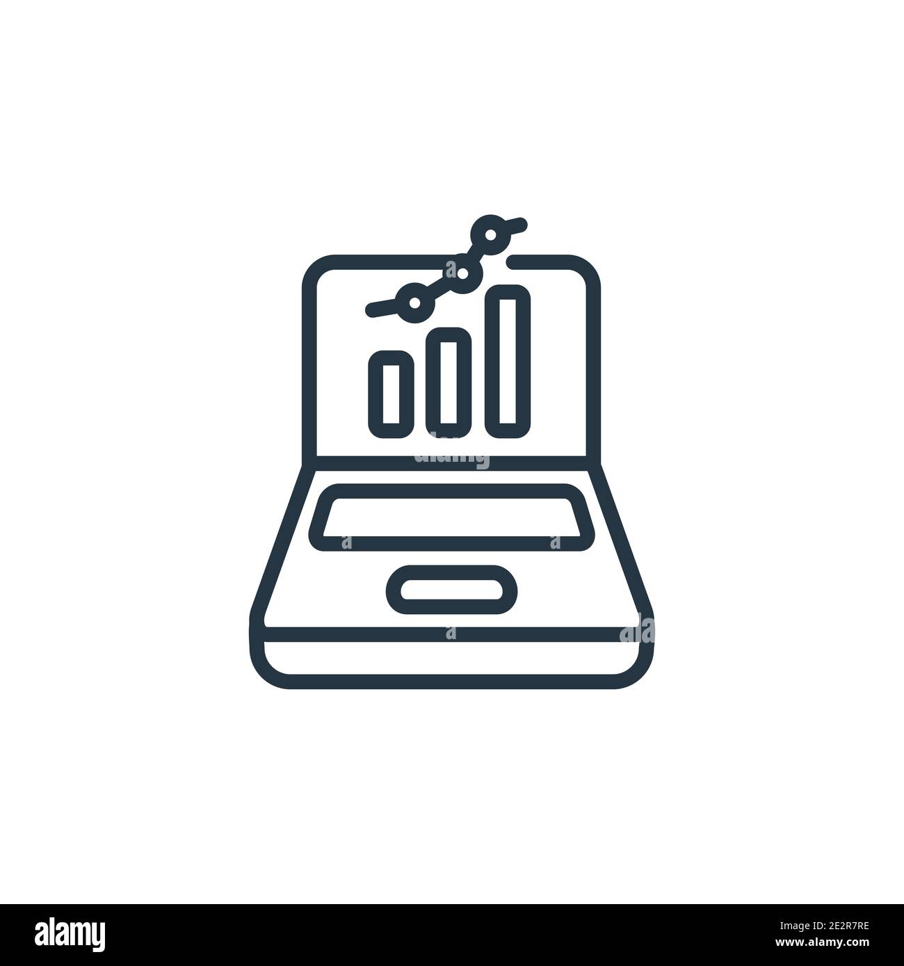 Laptop analysis outline vector icon. Thin line black laptop analysis ...