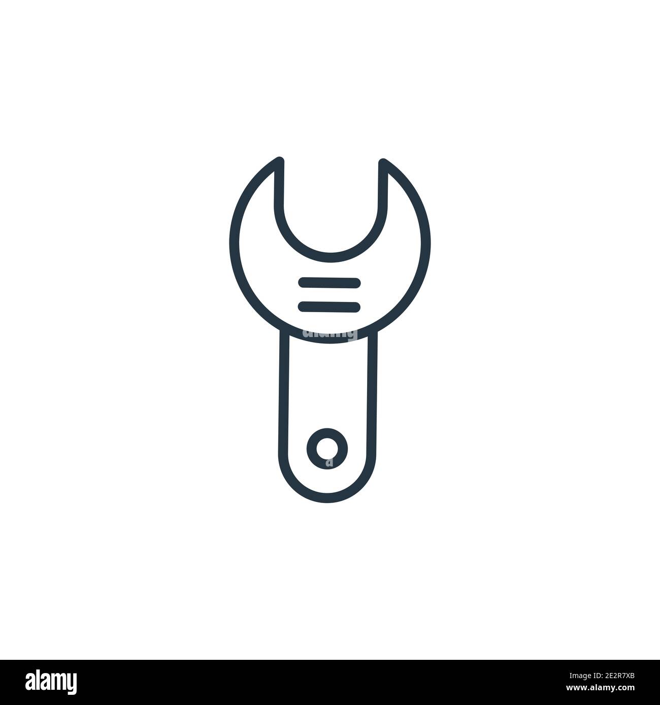 Round wrench outline vector icon. Thin line black round wrench icon ...