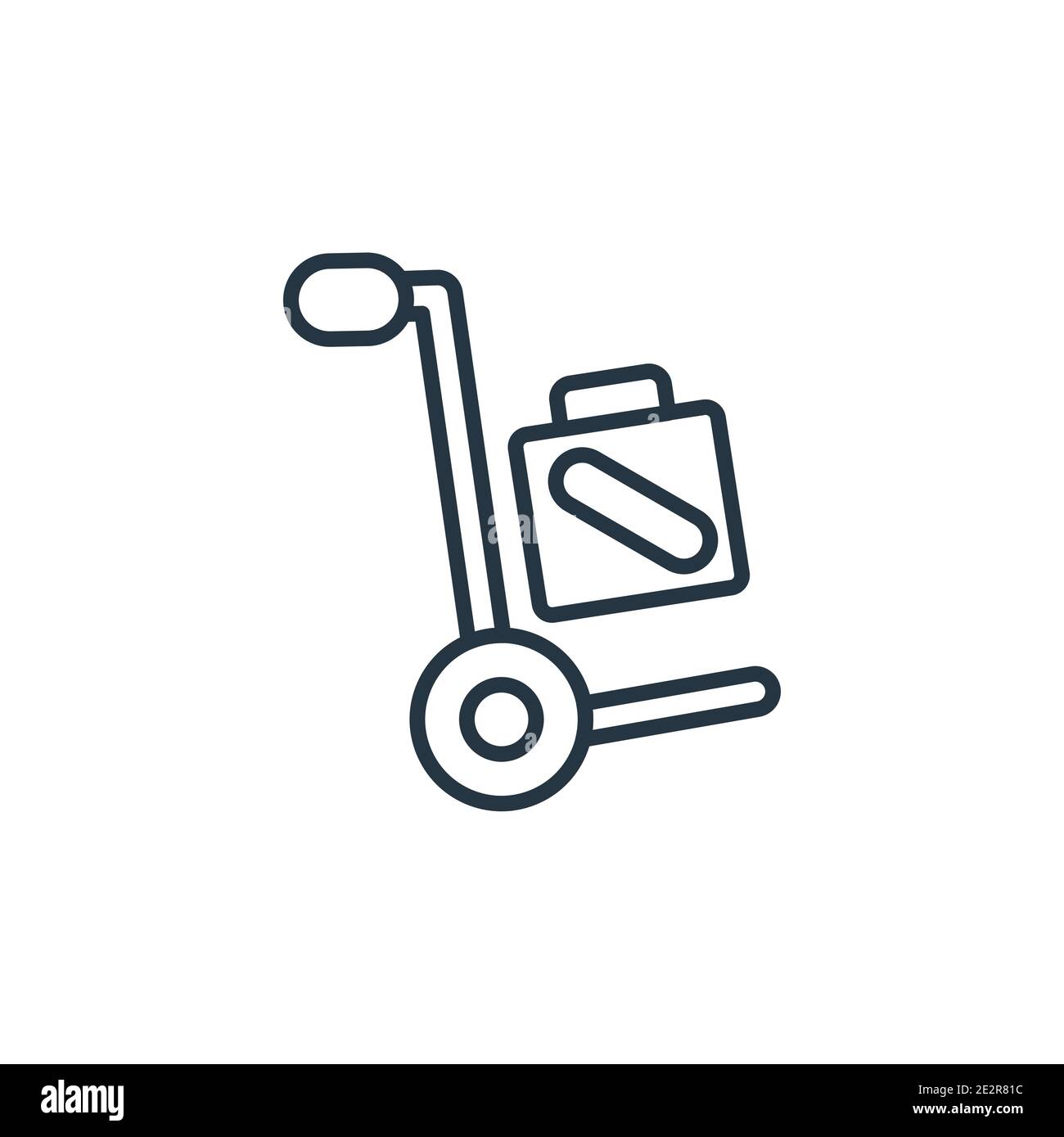 Trolley with cargo outline vector icon. Thin line black trolley with ...