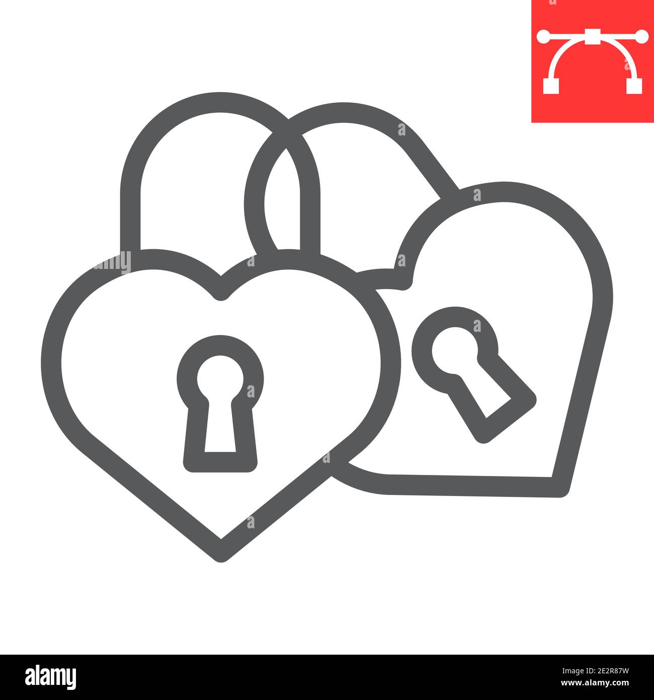 Love lock line icon, valentines day and wedlock, love padlock sign ...