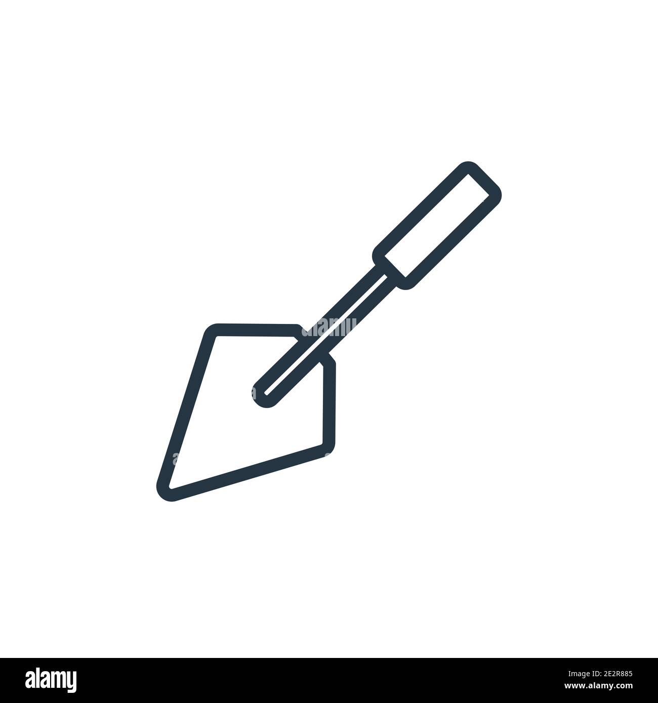 Trowel outline vector icon. Thin line black trowel icon, flat vector ...