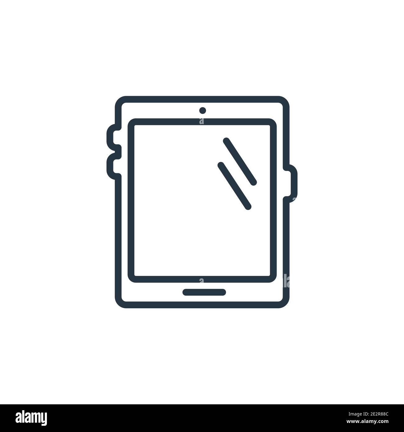Tablet electronic device outline vector icon. Thin line black tablet ...