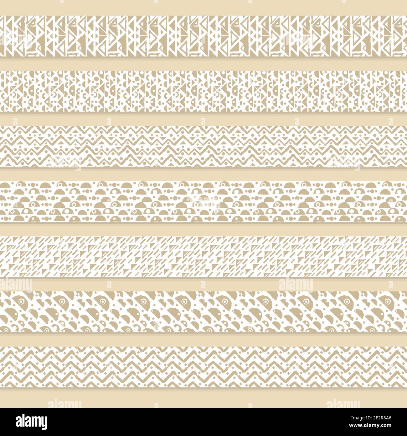 Set of patterned brown or beige and white washi seamless border tapes ...