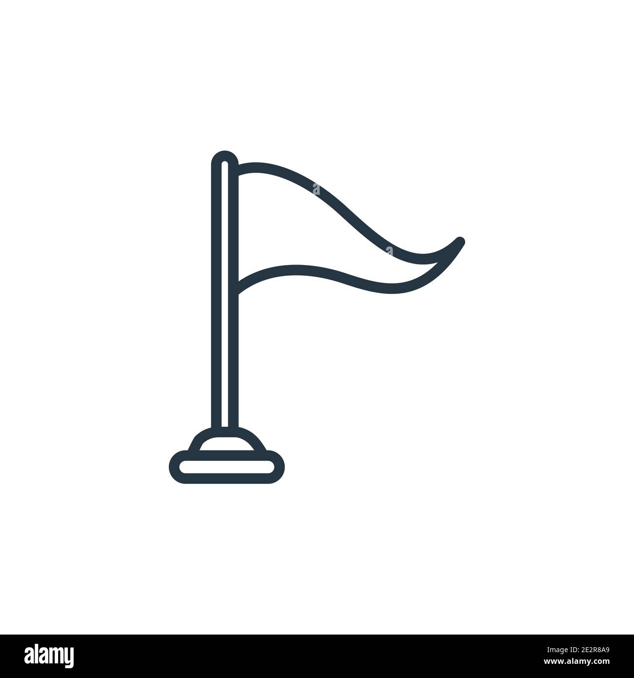 Flag waving outline vector icon. Thin line black flag waving icon, flat vector simple element ...