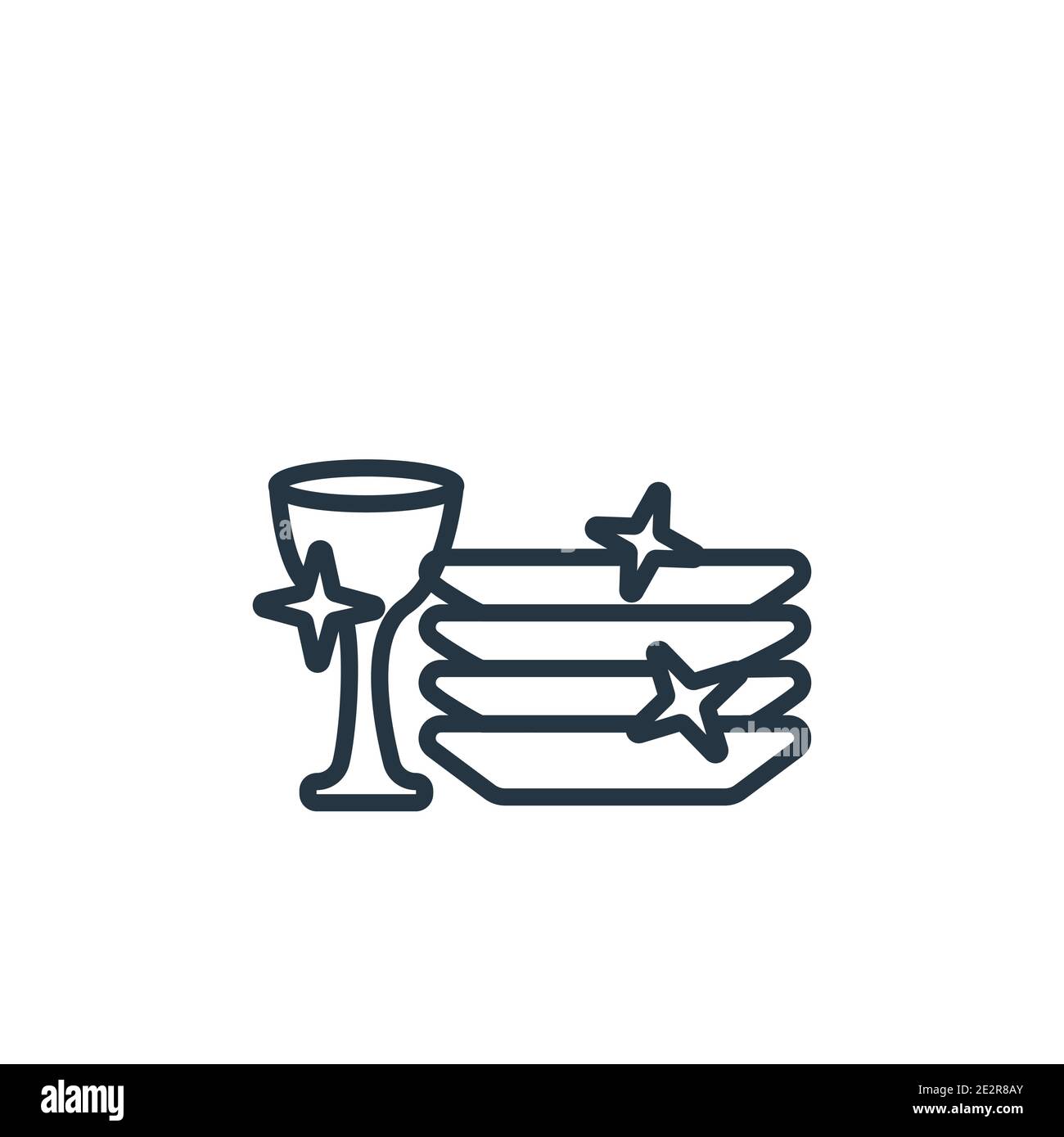 Clean dishes outline vector icon. Thin line black clean dishes icon ...