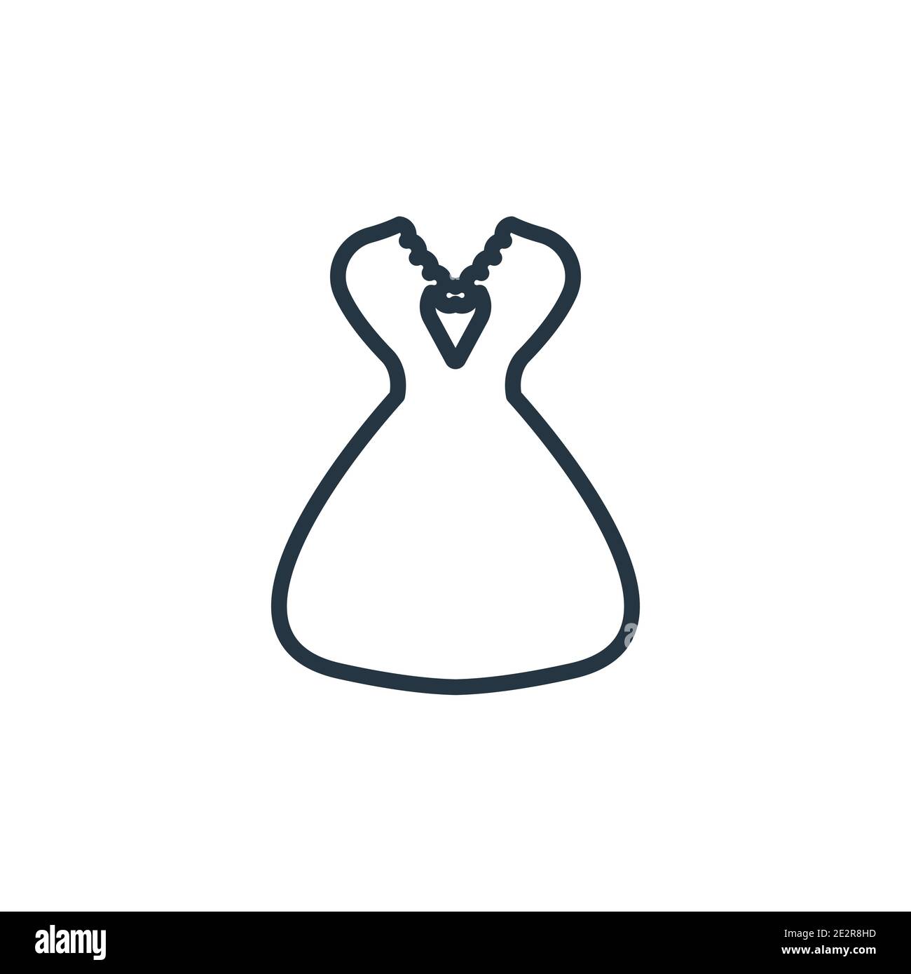 Chiffon dress outline vector icon. Thin line black chiffon dress icon ...