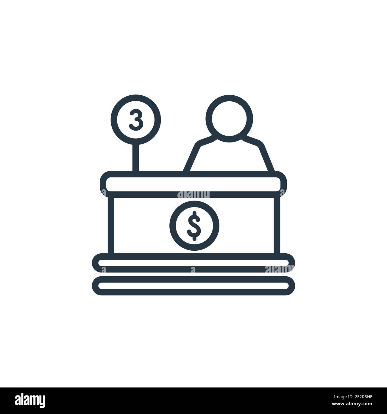 Bank teller outline vector icon. Thin line black bank teller icon, flat ...