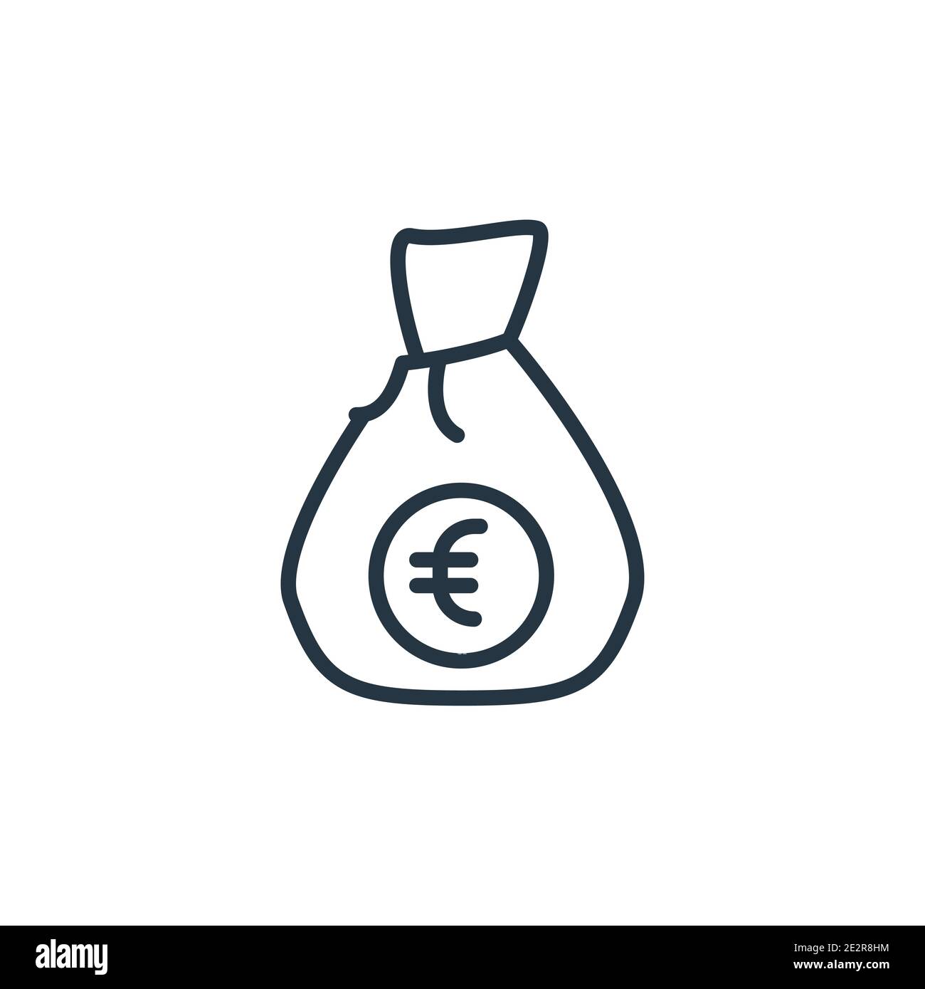 Euro money bag outline vector icon. Thin line black euro money bag icon ...