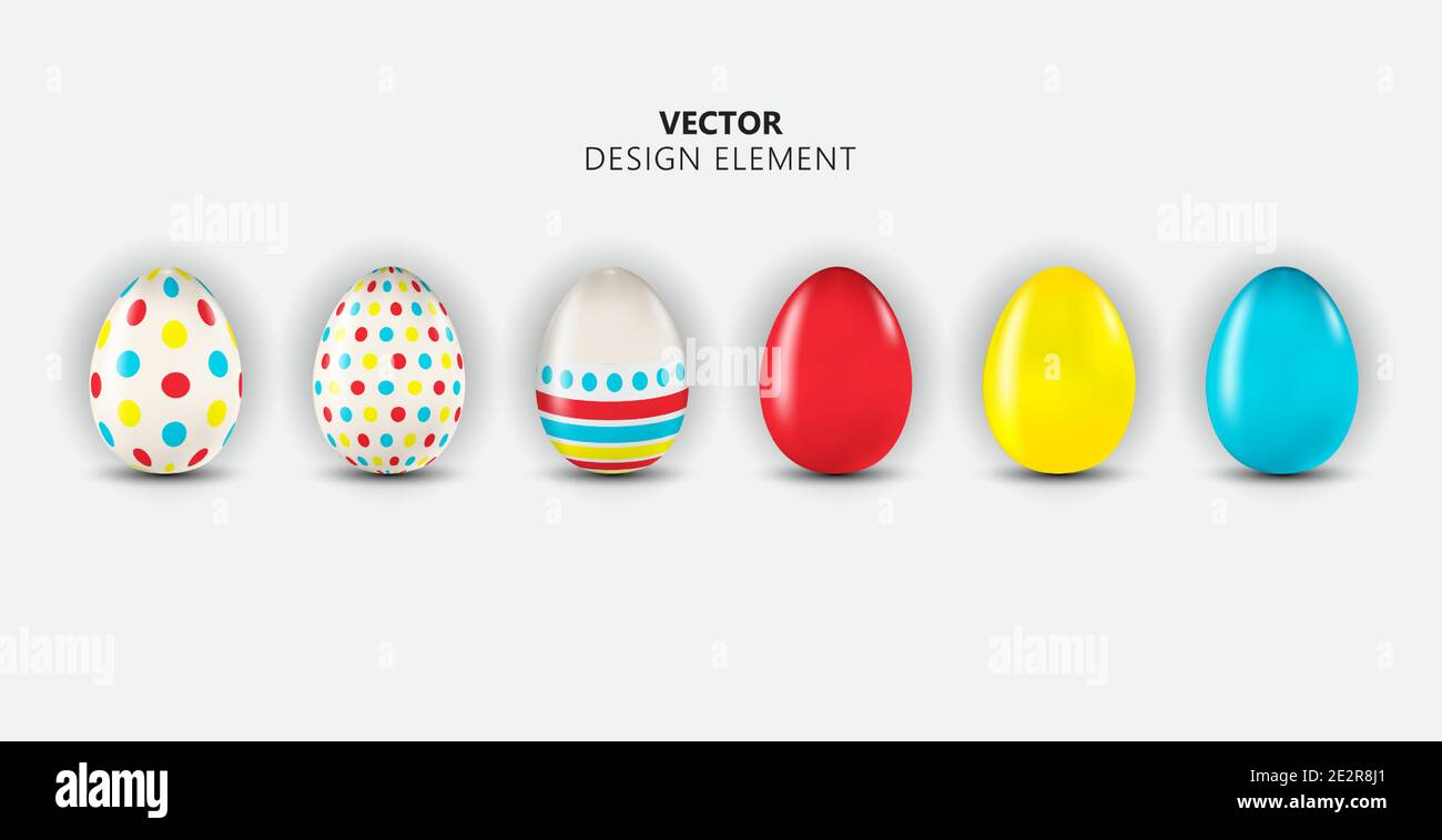 Easter Egg Design Element Collection Set on Light Background. Vector ...