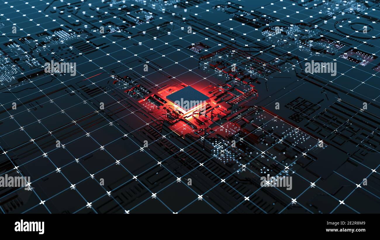 Abstract Central Computer Processors Concept. 3D illustration Stock ...