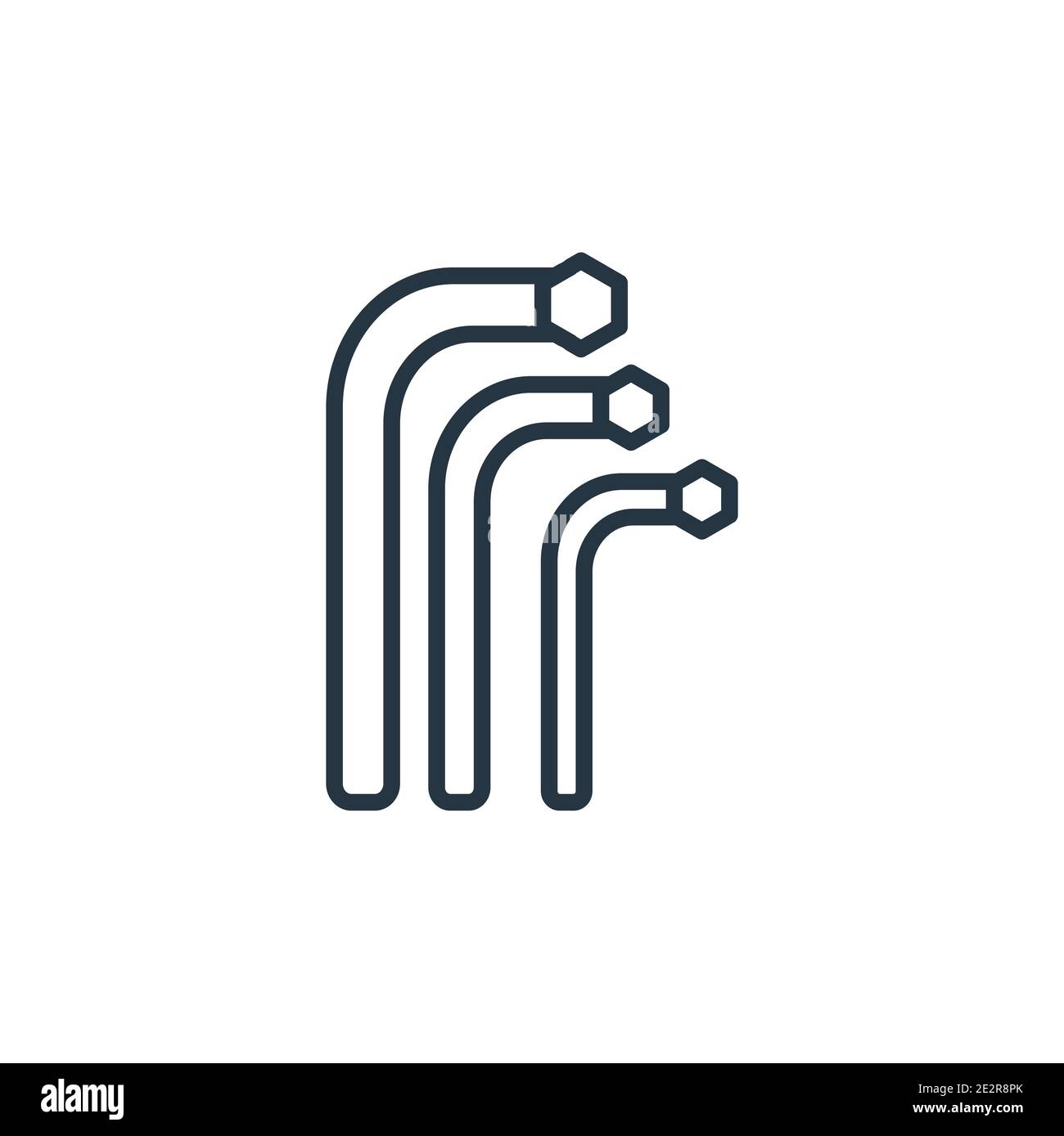 Hex key outline vector icon. Thin line black hex key icon, flat vector ...