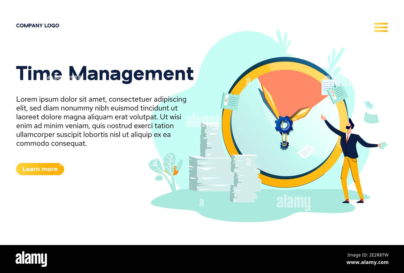 Time management banner. Concept of increase work performance ...