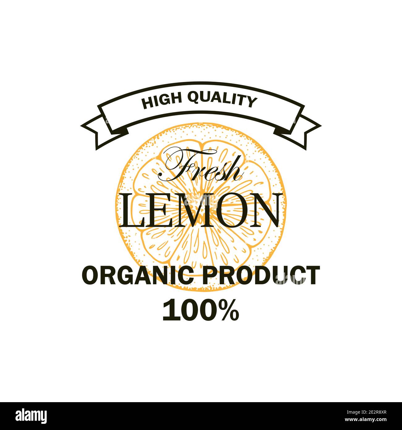 Lemon fruit logo with hand drawn element isolated on white background ...