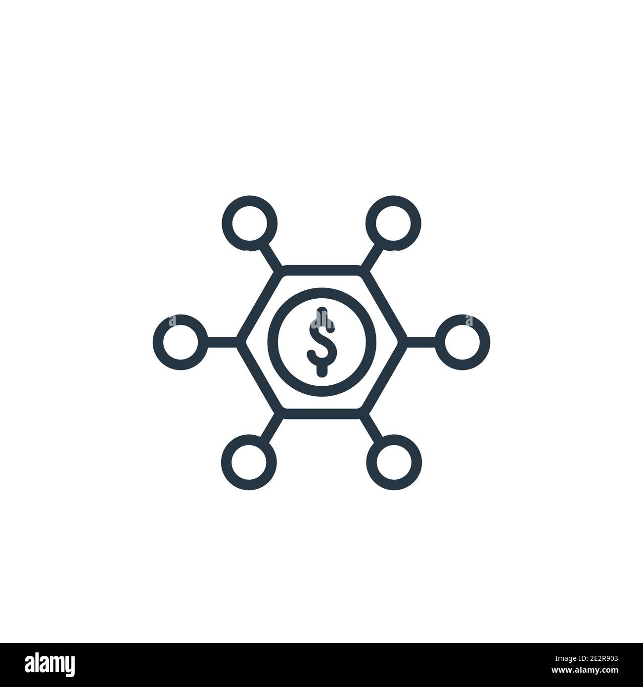 Centralized connections outline vector icon. Thin line black ...