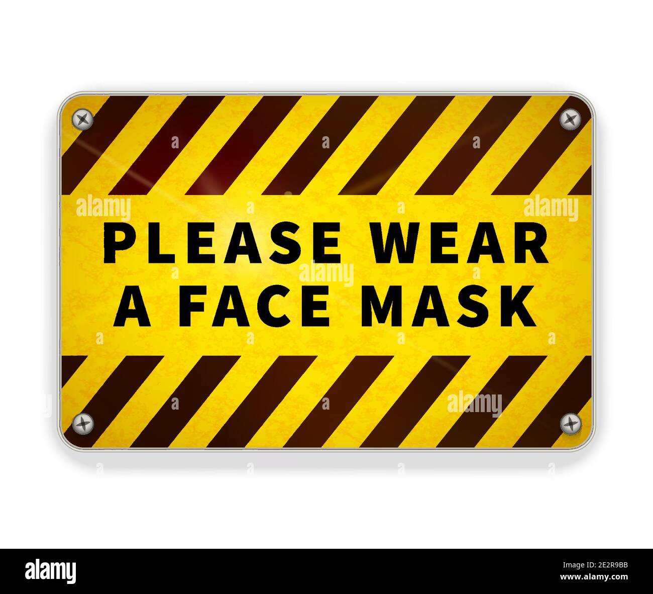 Bright glossy yellow and black metal plate, please wear a face mask ...