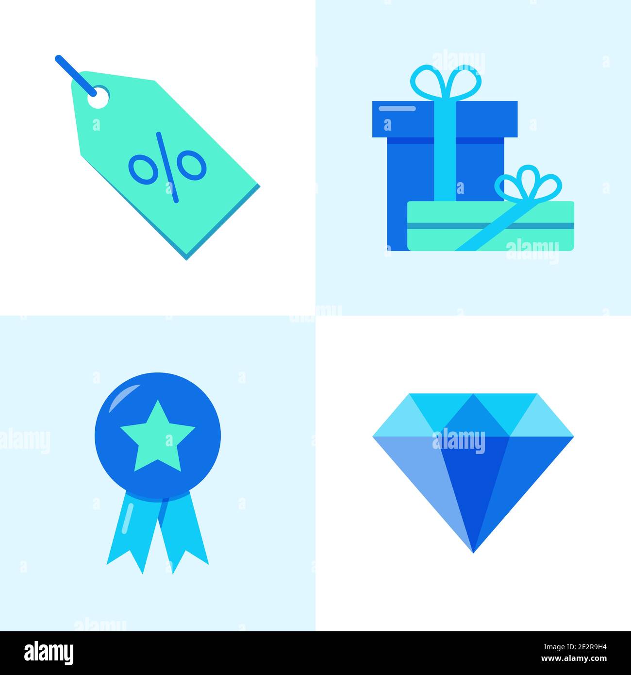 Sale and gifts icon set in flat style. Gift box, best deal, discount ...
