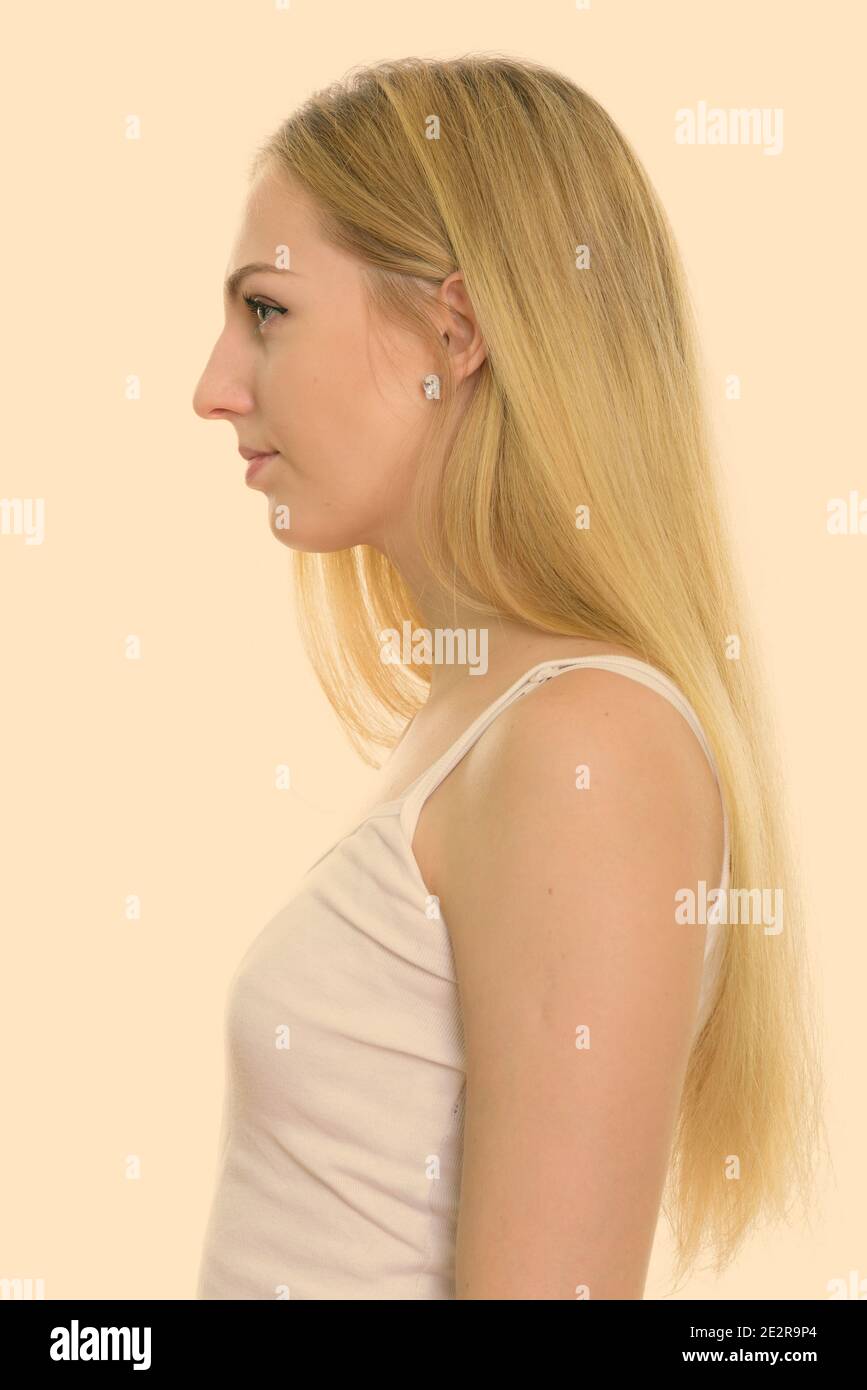 Profile view of young beautiful teenage girl Stock Photo - Alamy