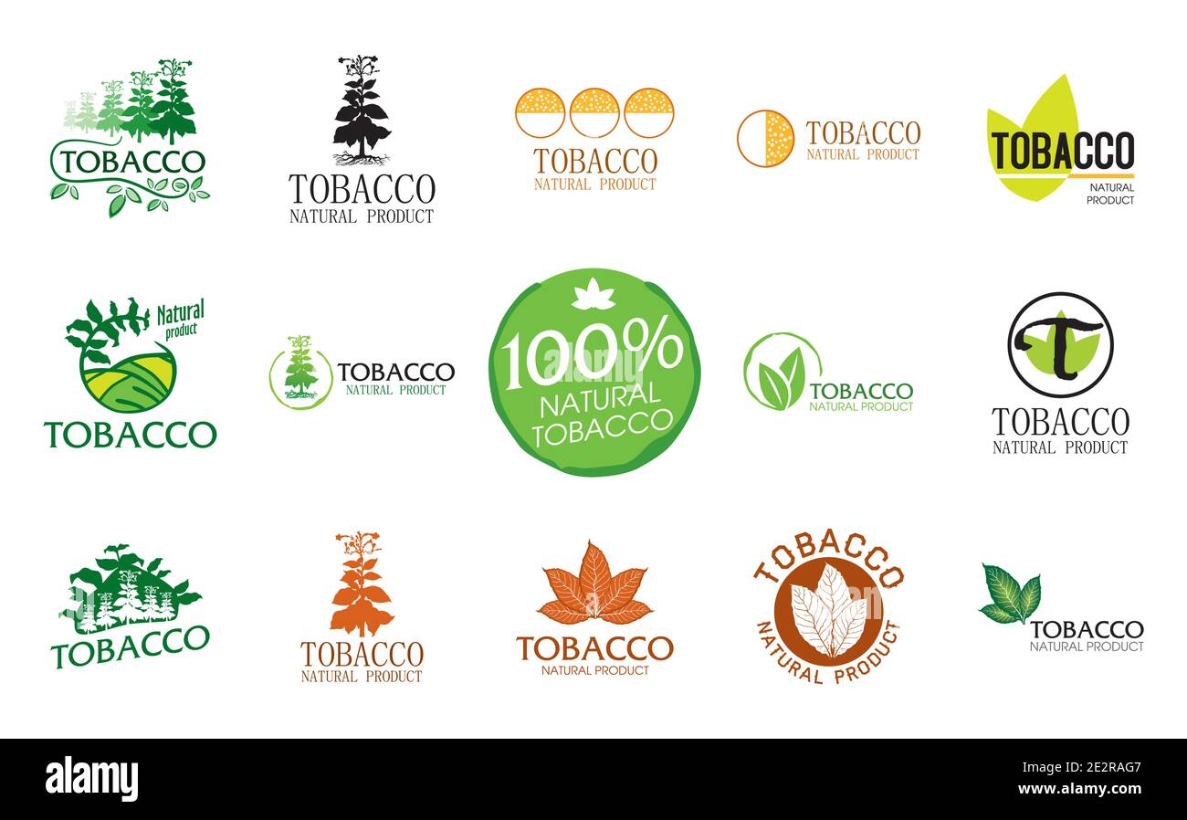 Vector set of logos for natural tobacco products Stock Vector Image ...