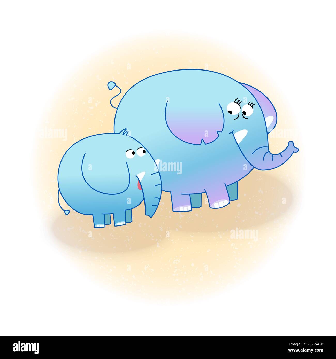 Mom And Baby Elephant Cartoon