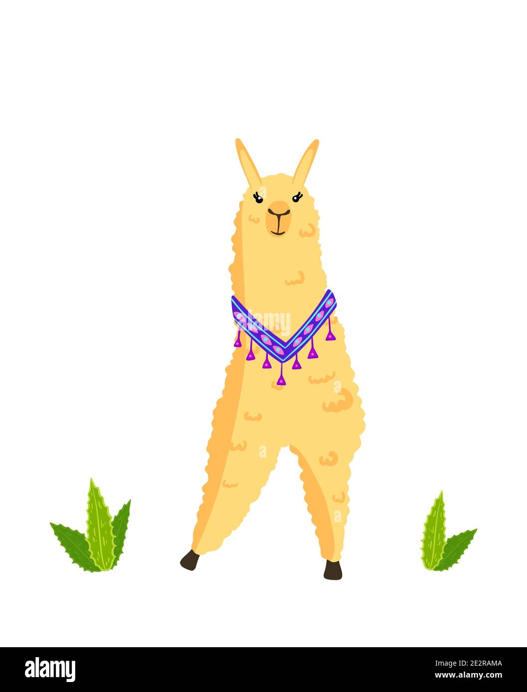 Cute Lamas with mountains and cactus in vector. Hand drawn llama ...
