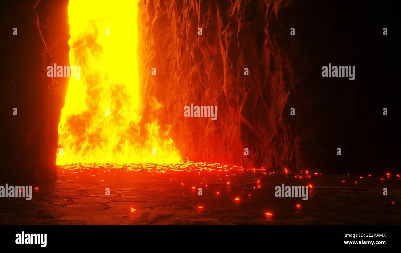 Hell gates. hell fire. Devil portal. Sinner. Religious concept. 3d ...