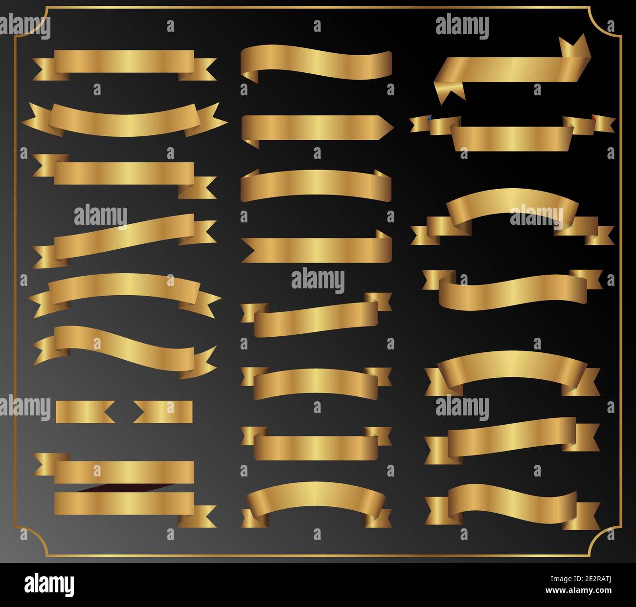 Golden ribbon banners design elements collection.Vector illustration ...