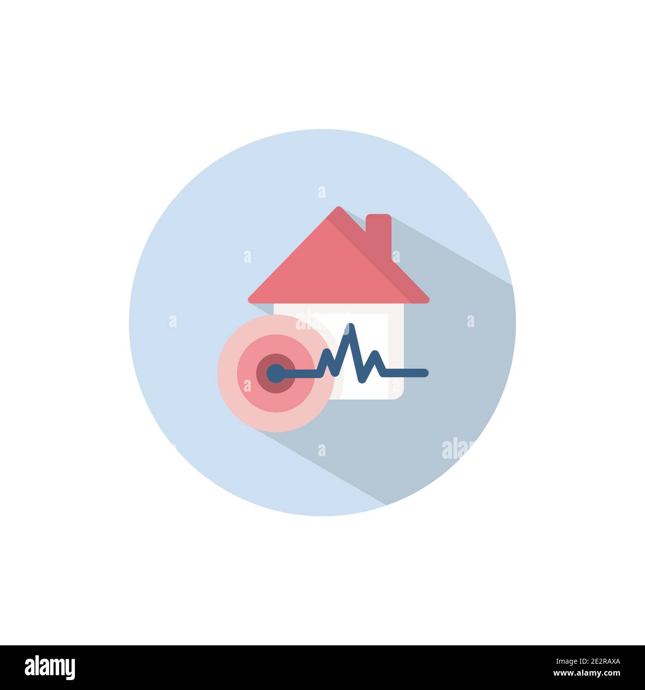 Earthquake. Flat color icon on a circle. Weather vector illustration ...