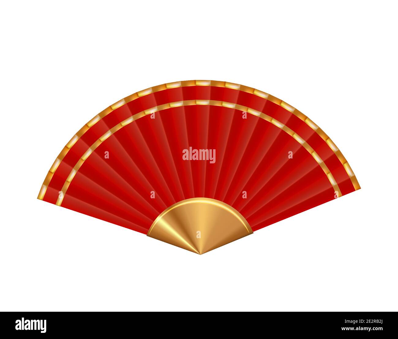 Realistic 3D red Chinese fan isolated on white background. Design ...