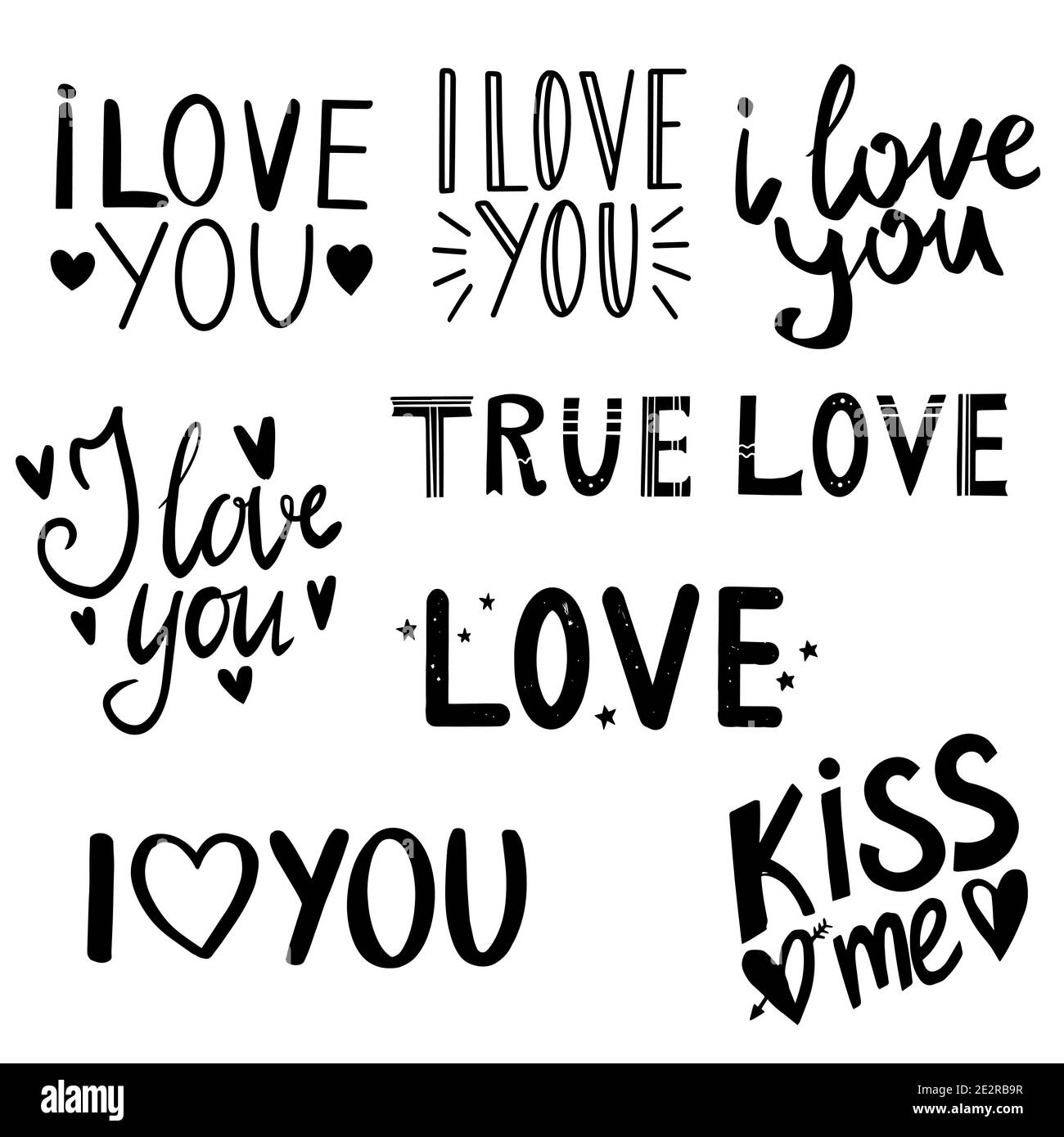 Collecting of lettering about I love you theme. Hand drawn vector ...
