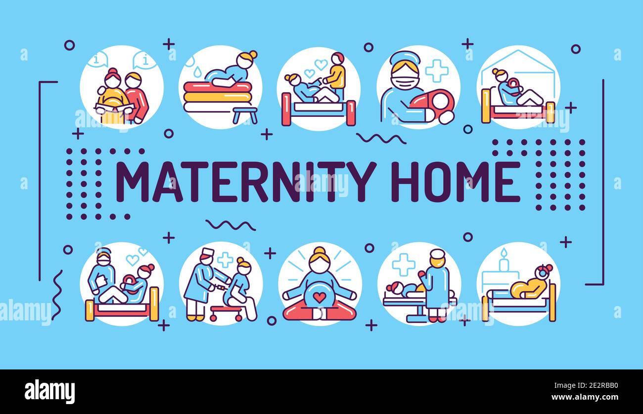 Maternity home word lettering typography. Infographics with linear ...