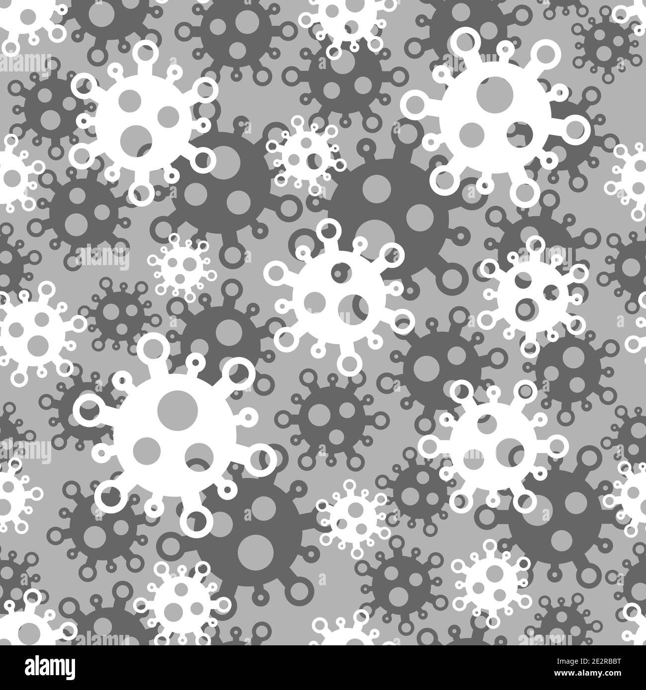 Seamless pattern with coronavirus symbols. Grayscale cells background ...