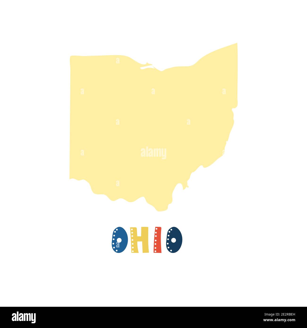 USA collection. Map of Ohio - yellow silhouette. Doodling style ...