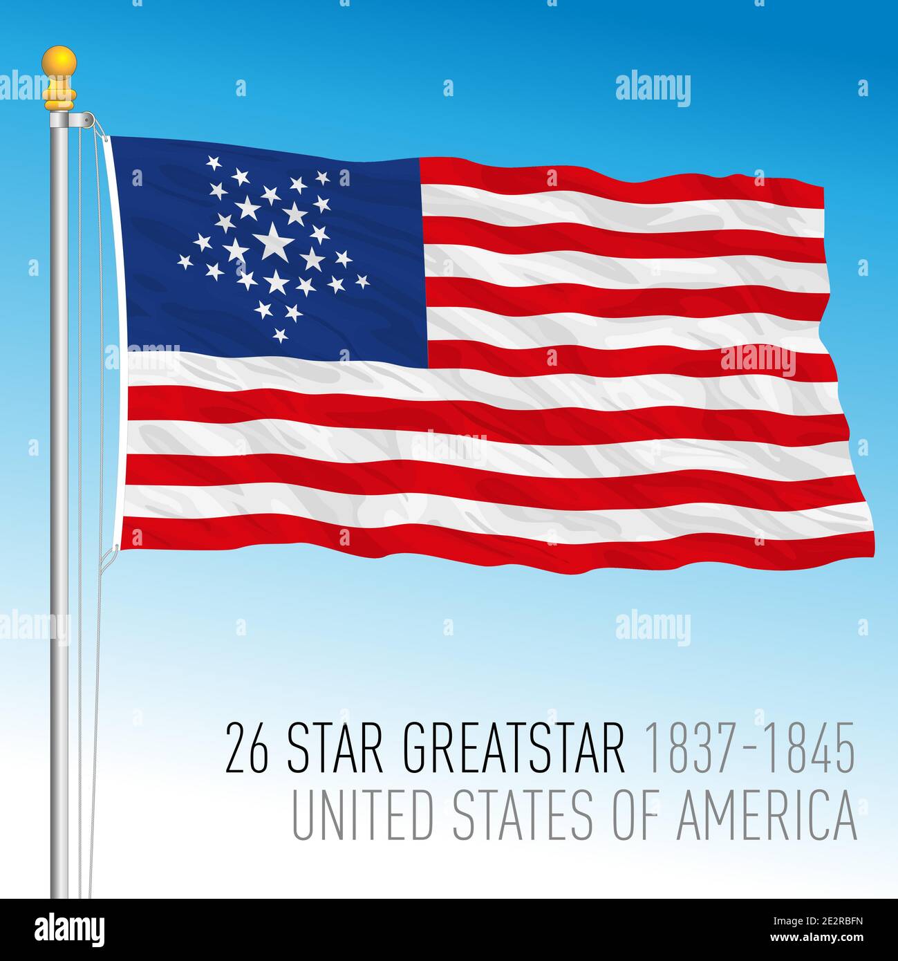 United States of America historical flag, 1837 - 1845, US 26 greatstar ...